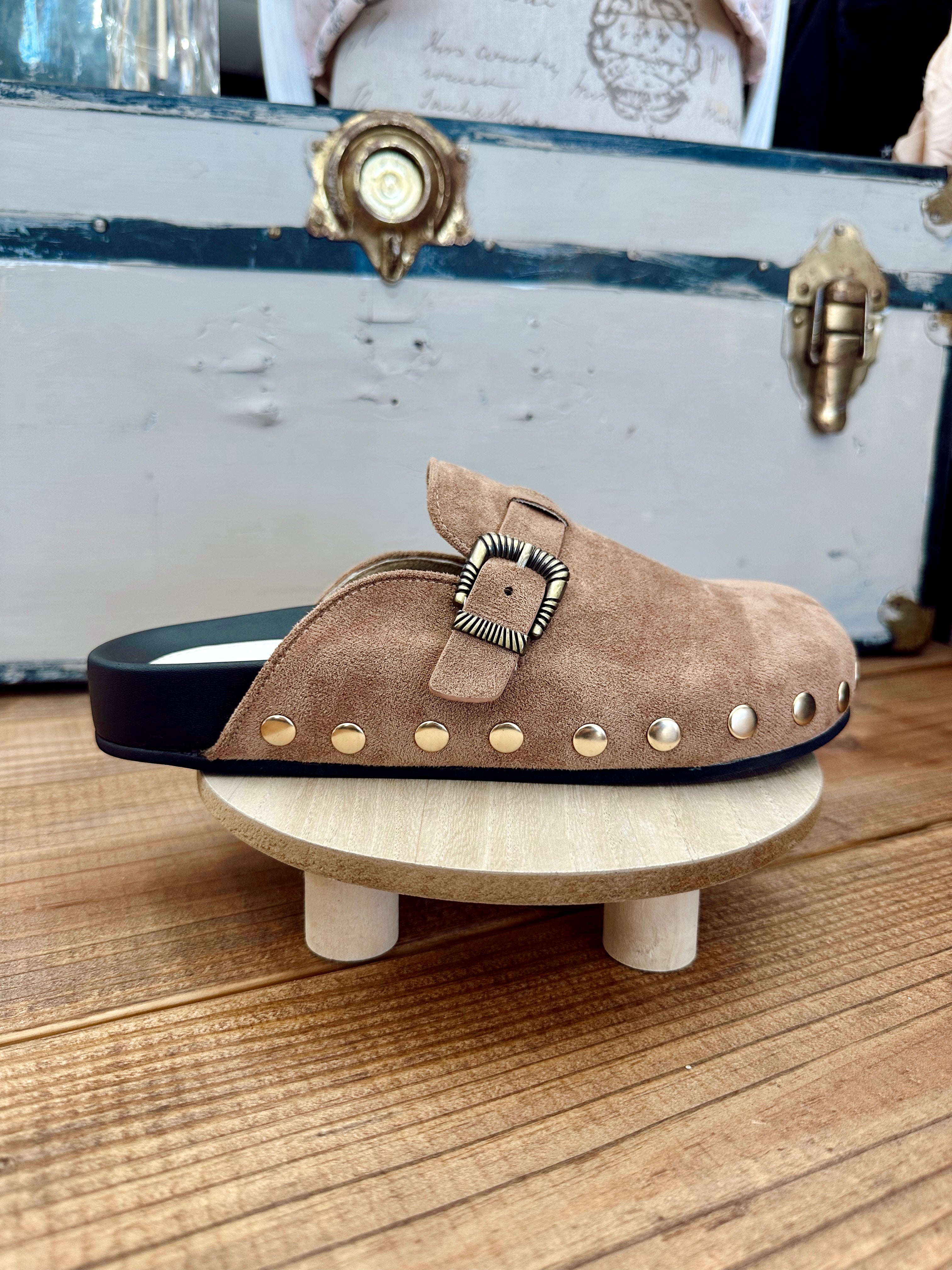 Latte Studded Buckle Clog – WREN Boutique
